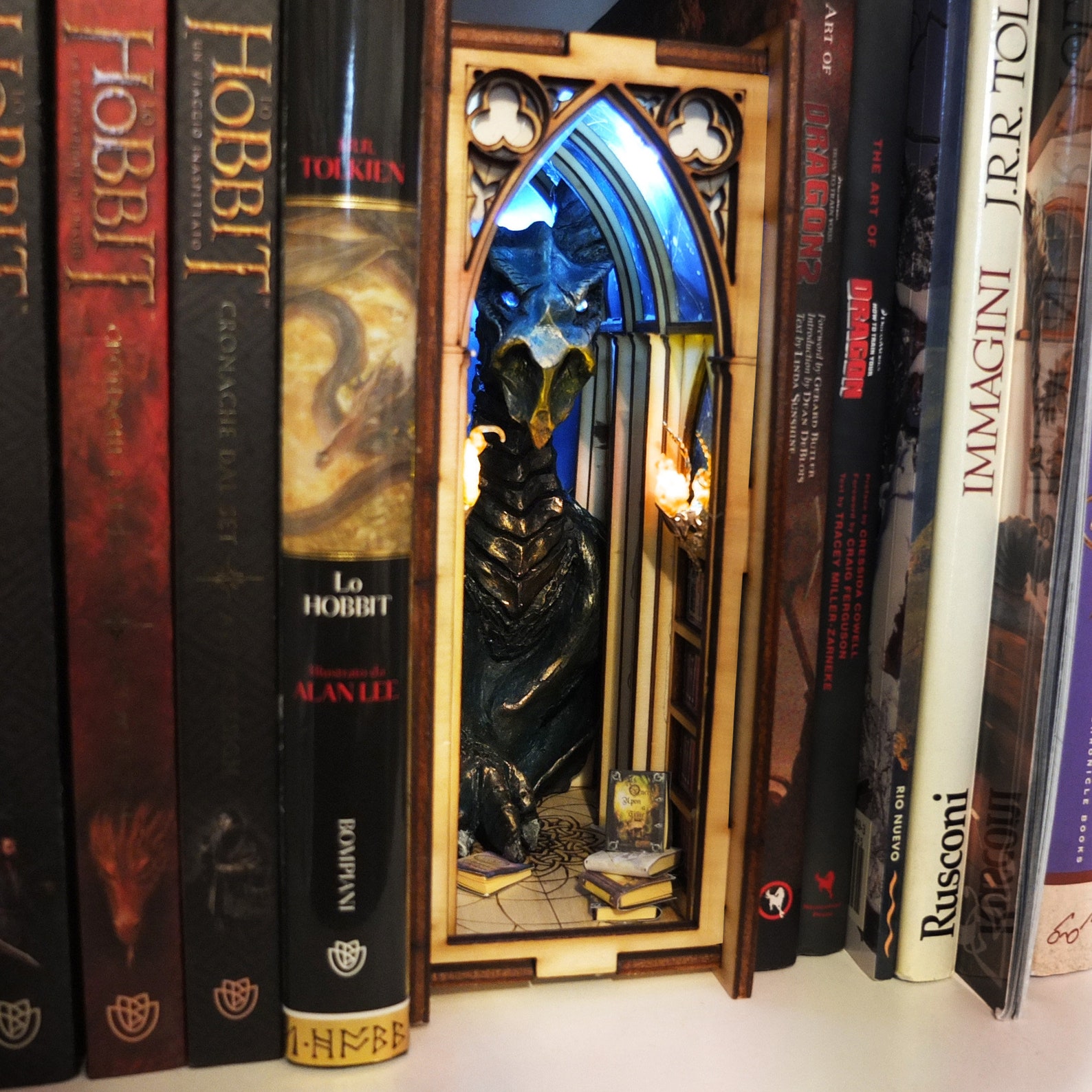 Dragon in a Library Diorama Bookshelf Insert - Etsy