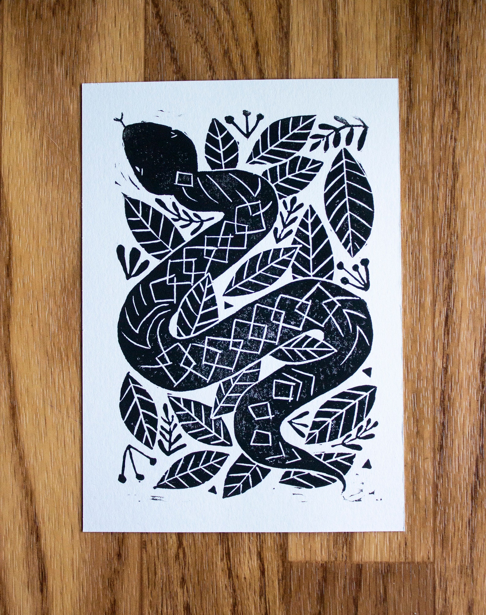 Snake Linocut Print - Etsy