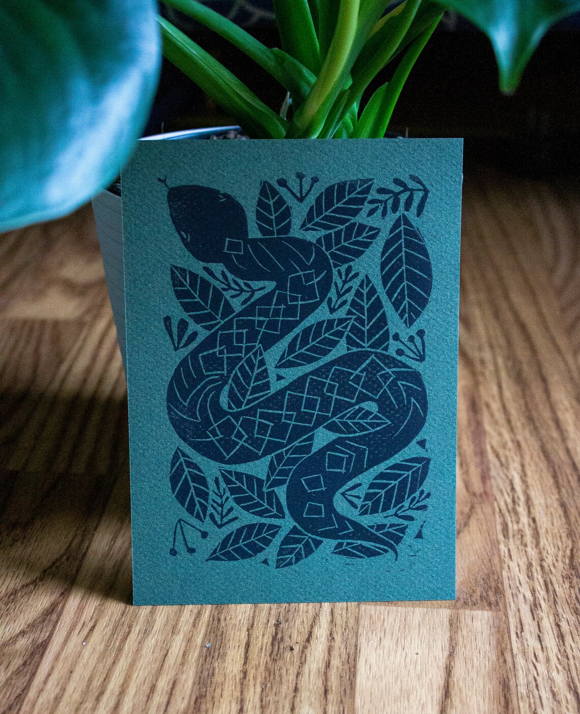 Snake Linocut Print - Etsy