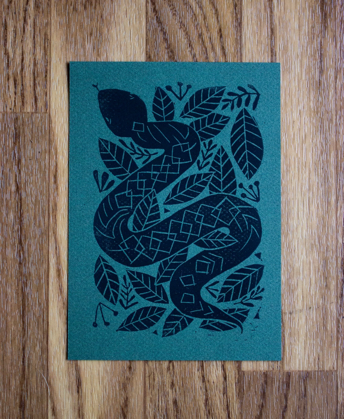 Snake Linocut Print - Etsy