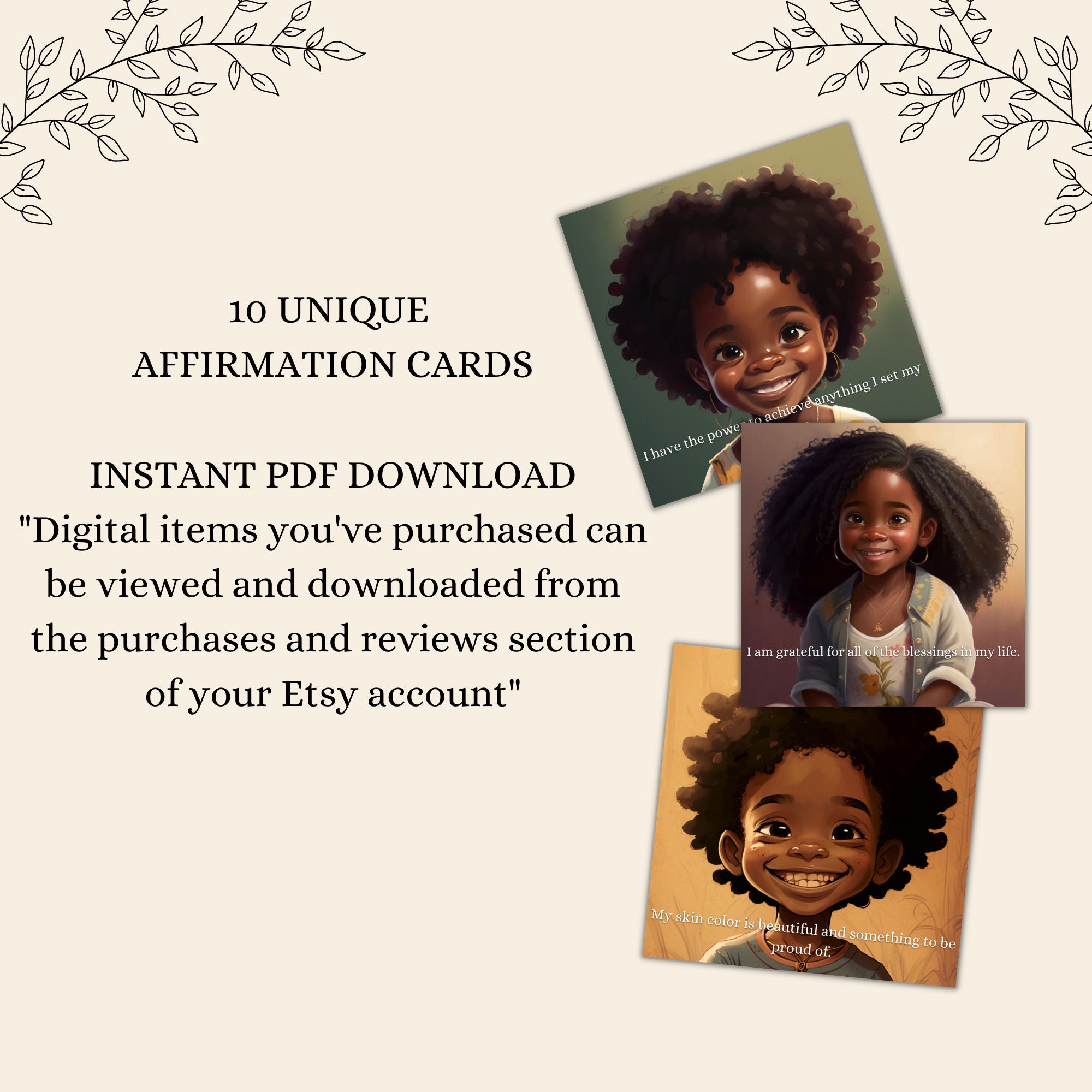 Empowering Affirmation Cards for African American Kids, Printable Self ...