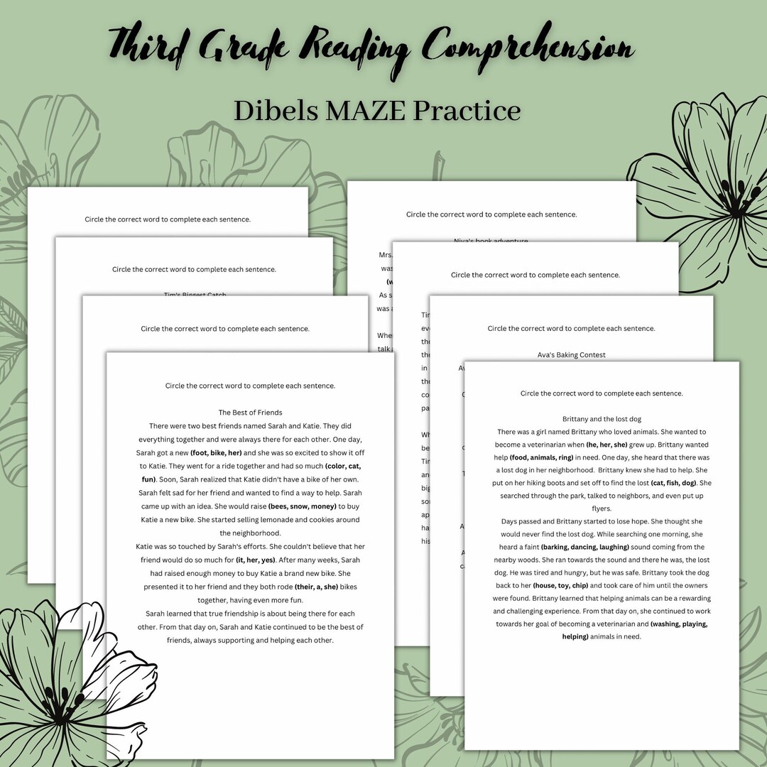 Third Grade Reading Comprehension Practice, PDF Digital Download ...
