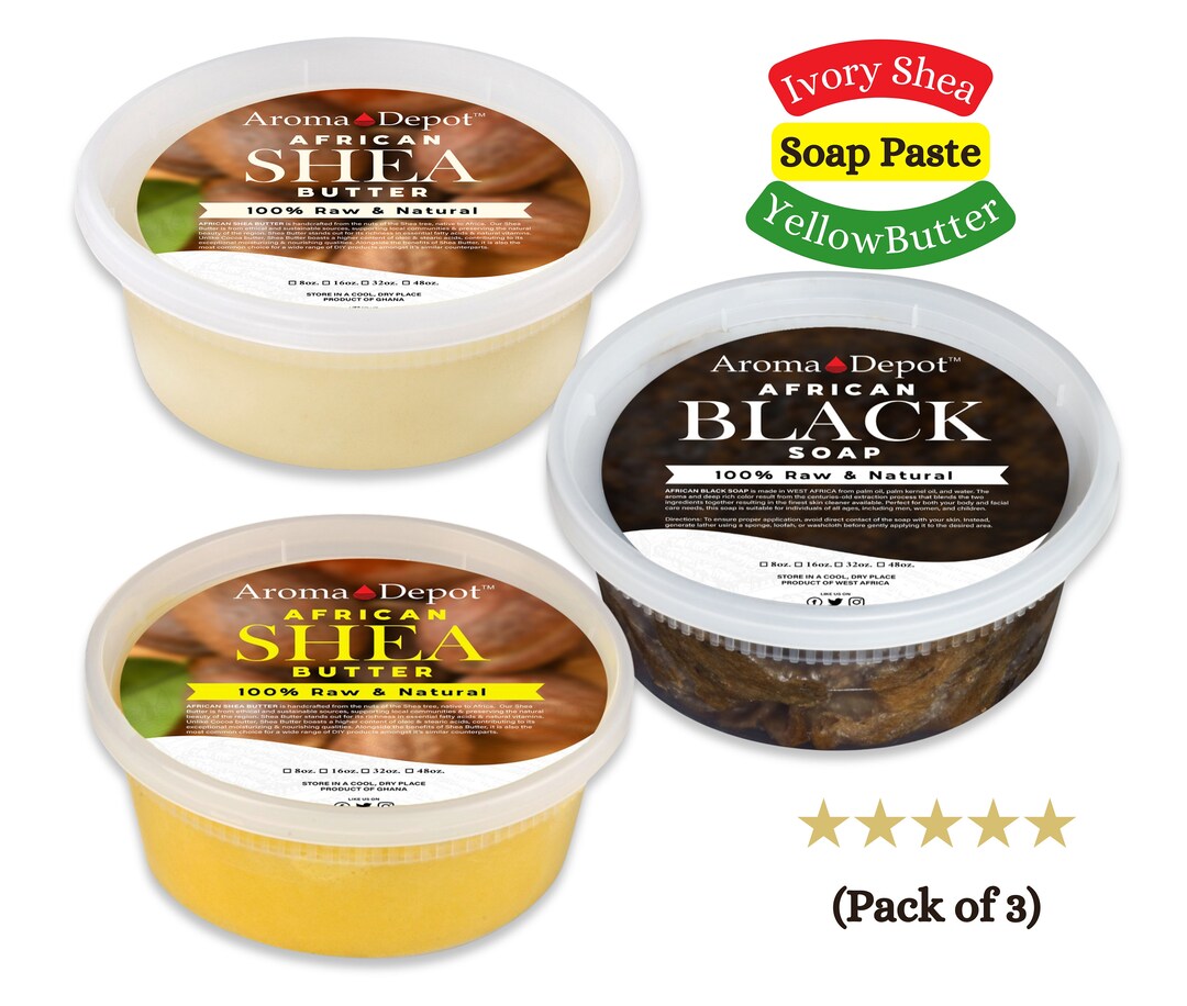 Ivory Organic Shea Butter, Yellow African Shea Butter, and Black Soap ...