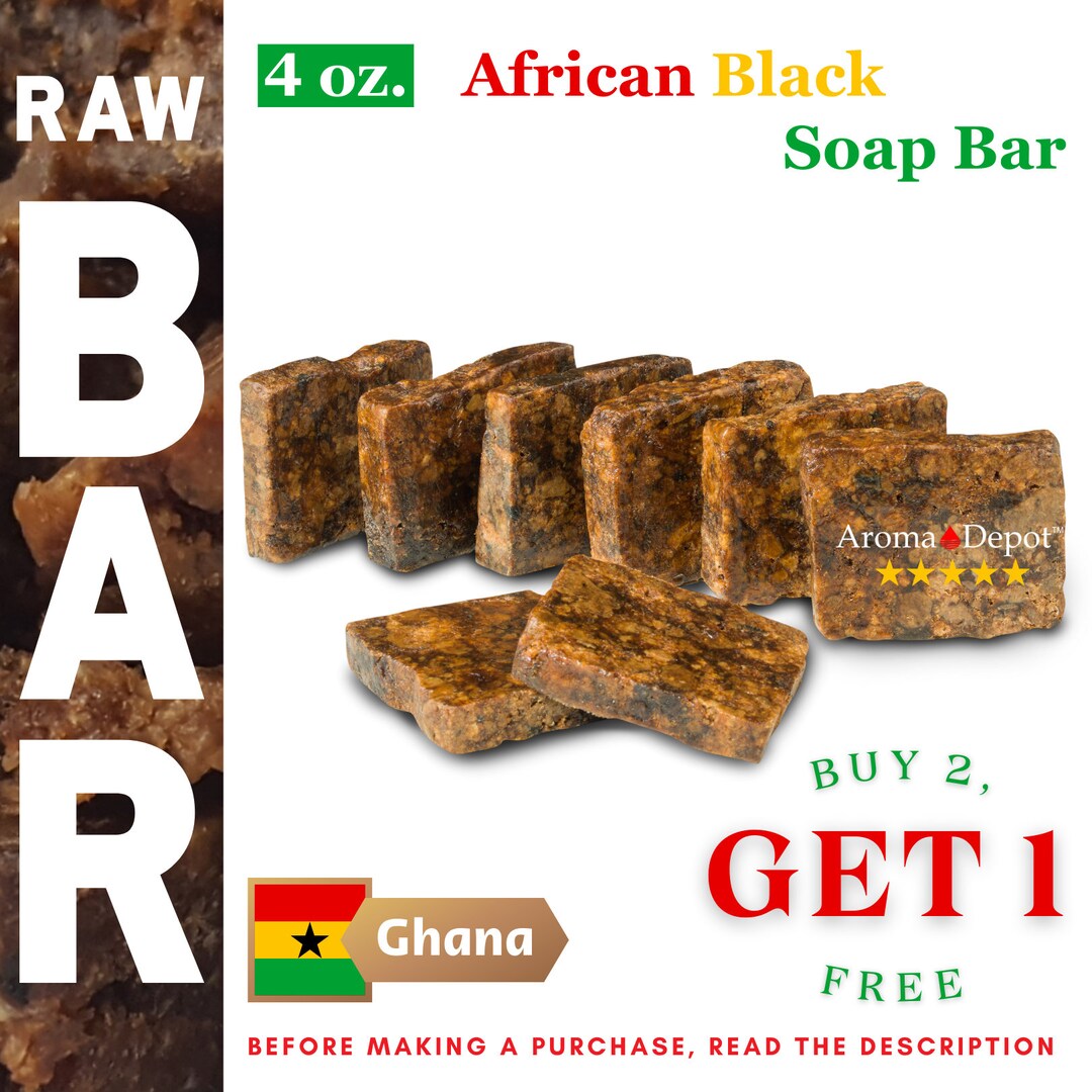 African Black Soap Raw Bar 4 Oz 100% Pure Natural Organic Unrefined ...
