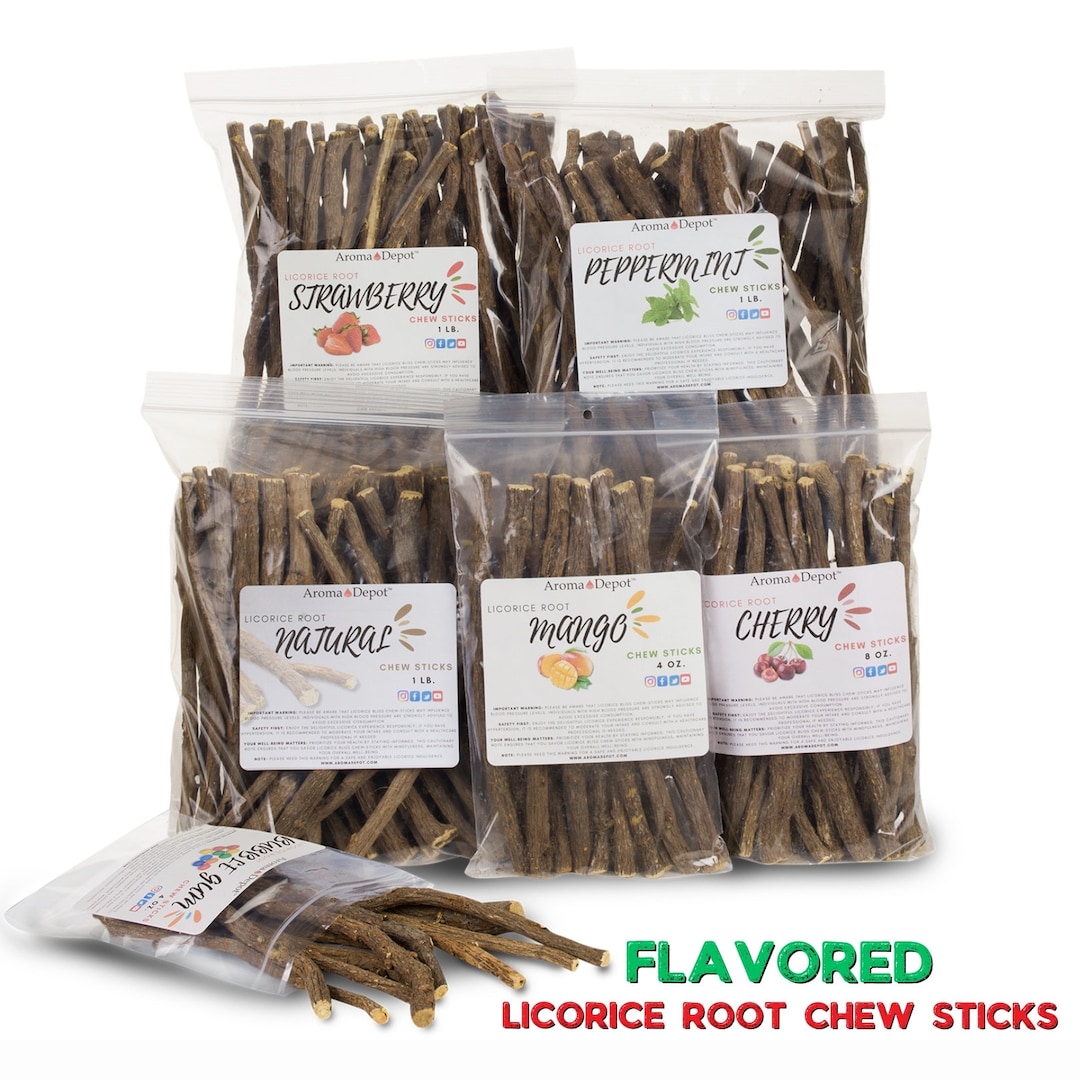 Licorice Root Chew Sticks -100% Pure Natural & Flavored. Glycyrrhiza ...