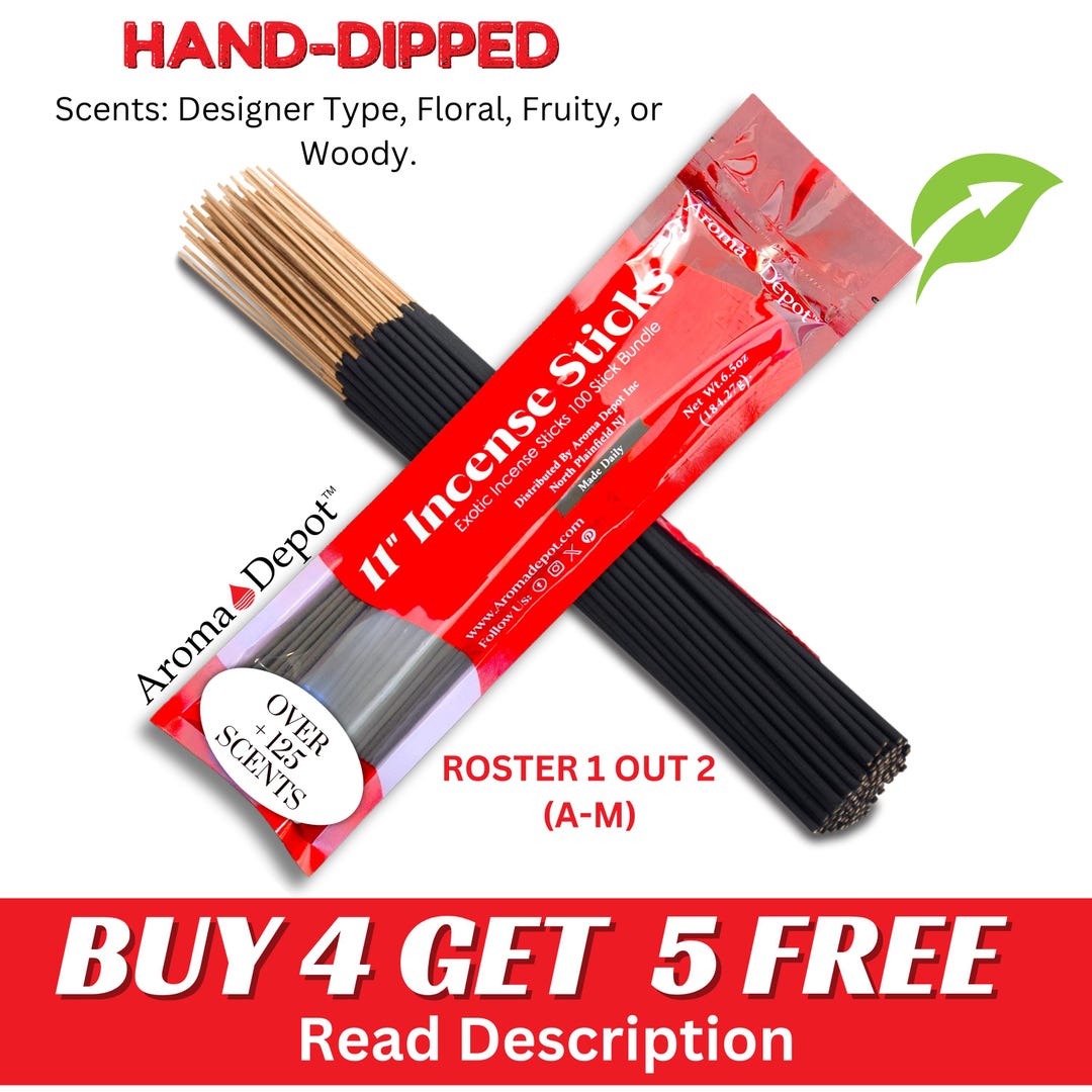 100 Incense Sticks 11'' BULK Handmade, Hand Dipped Natural Variety ...