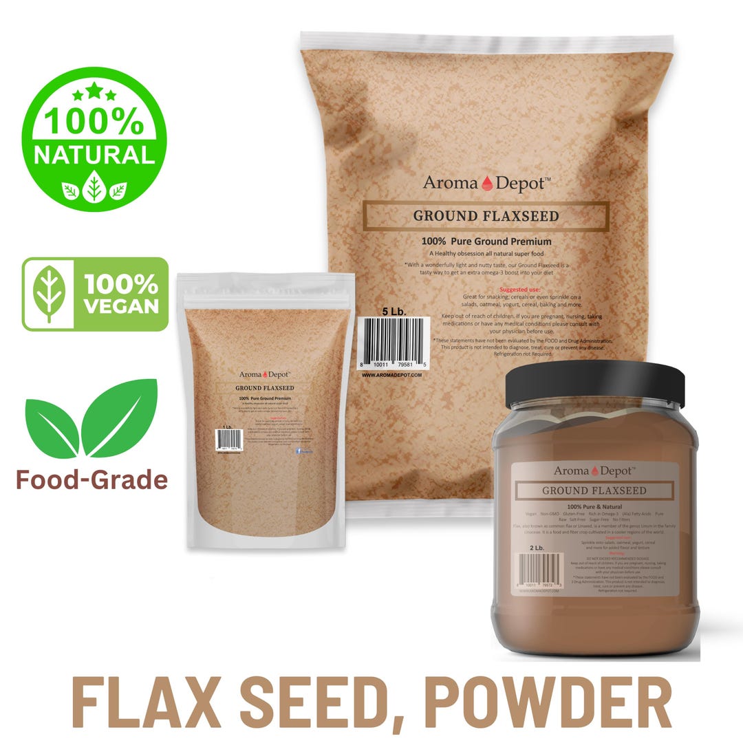 Flax Seed, GROUND Brown Powder 100% Pure Natural RAW Bulk Omega-3 ...