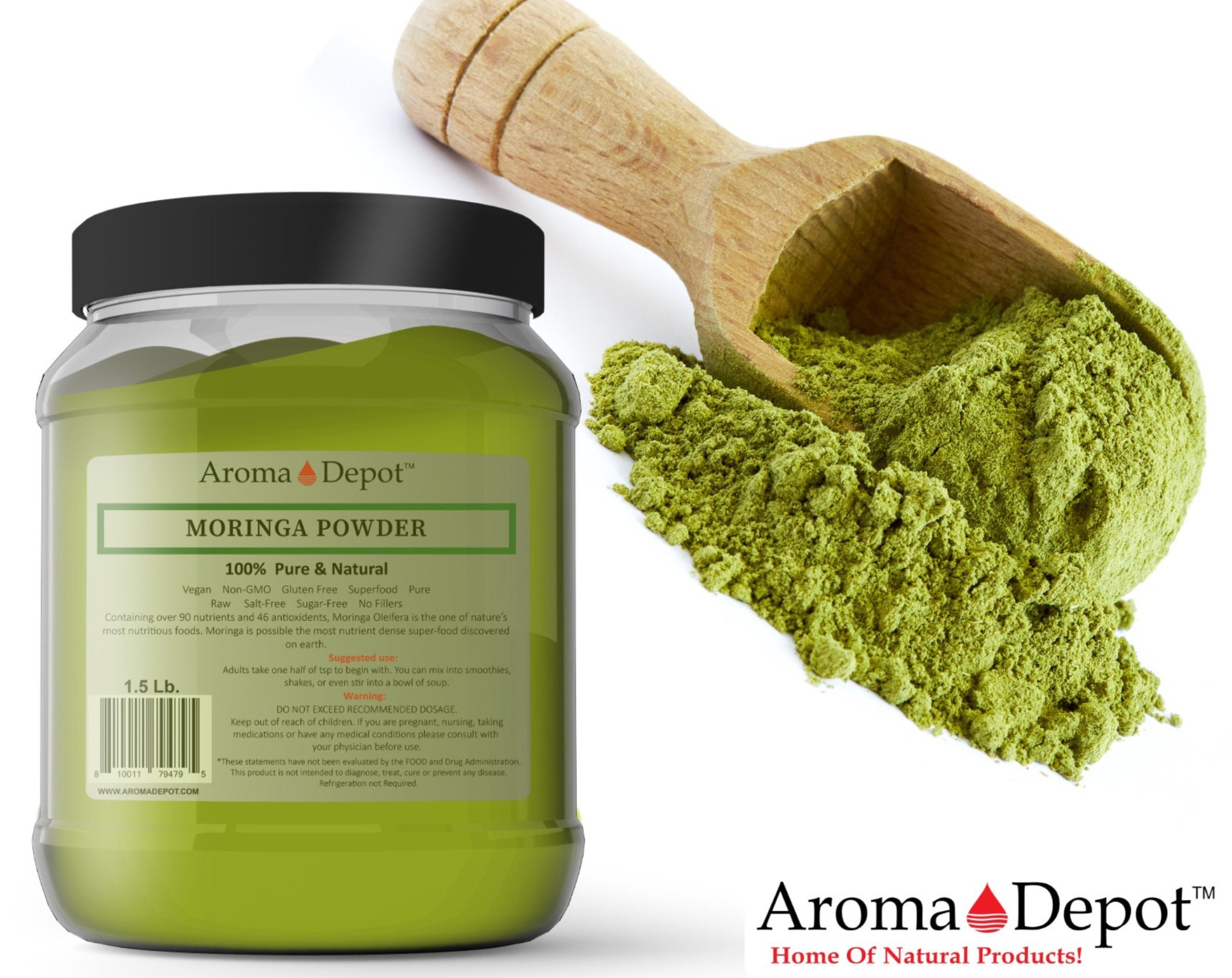 Moringa Powder 1.5 Lb. JAR Oleifera Leaf 100% NATURAL Tree Plant Ground ...