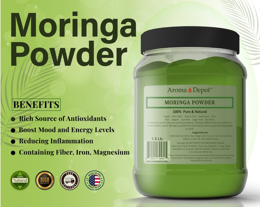 Moringa Powder 1.5 Lb. JAR Oleifera Leaf 100% NATURAL Tree Plant Ground ...