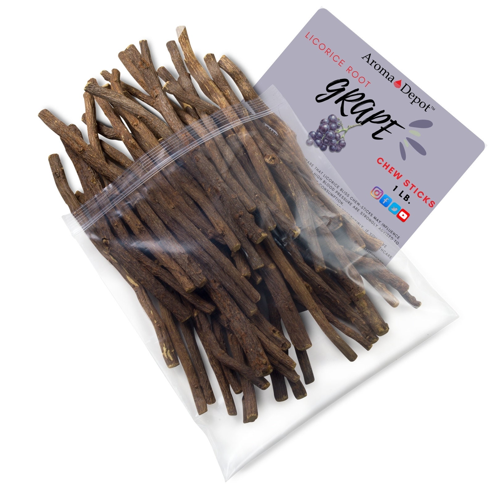 Licorice Root Chew Sticks -100% Pure Natural & Flavored. Glycyrrhiza ...