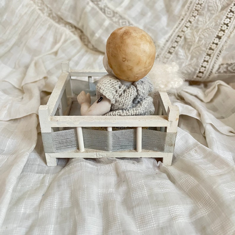 Antique German Doll in Miniature German Crib Dollhouse - Etsy