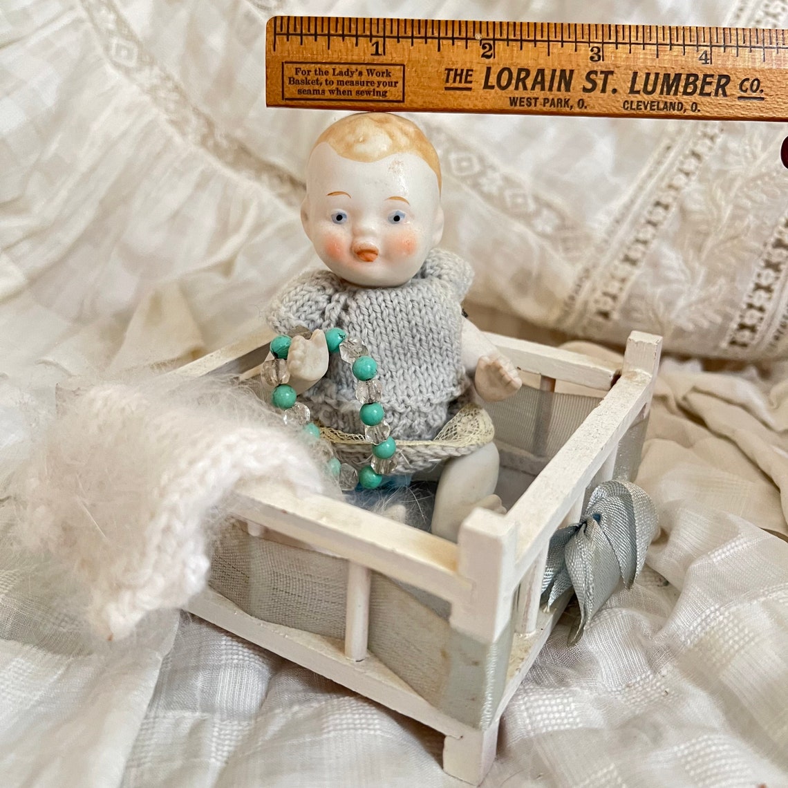 Antique German Doll in Miniature German Crib Dollhouse - Etsy