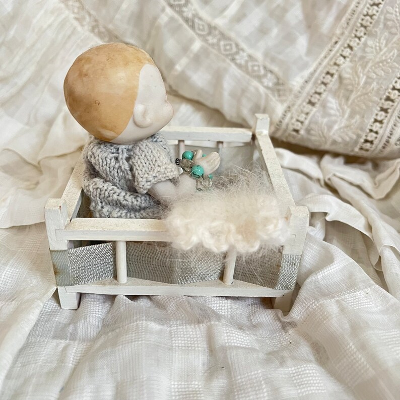 Antique German Doll in Miniature German Crib Dollhouse - Etsy