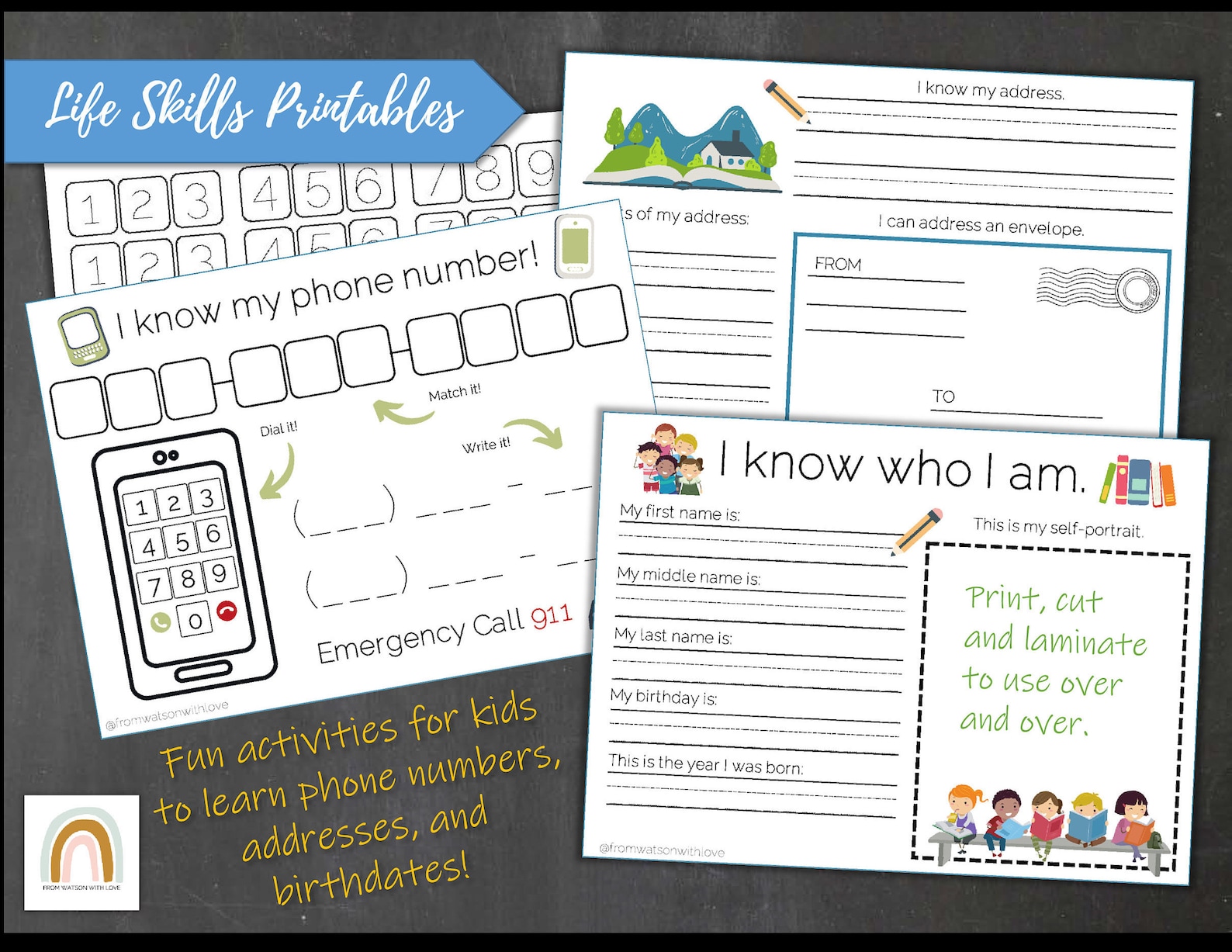 Life Skills Practice Set Printable Phone Number Activity - Etsy
