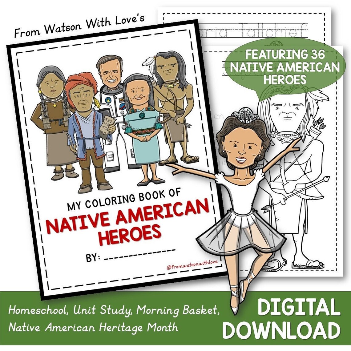 My Coloring Book of Native American Heroes | Digital | Native American ...