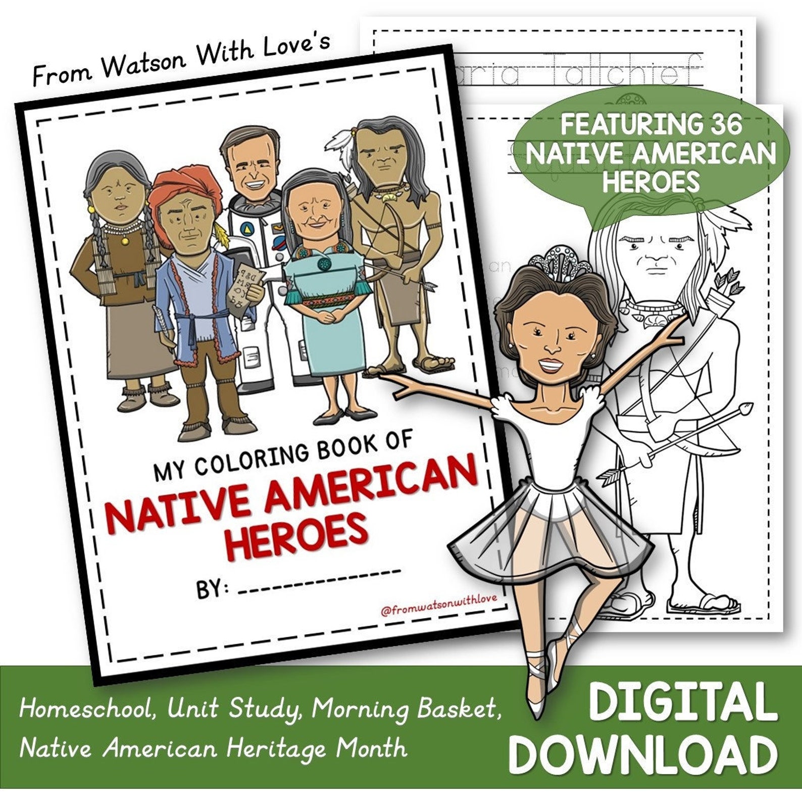 My Coloring Book of Native American Heroes | Digital | Native American ...