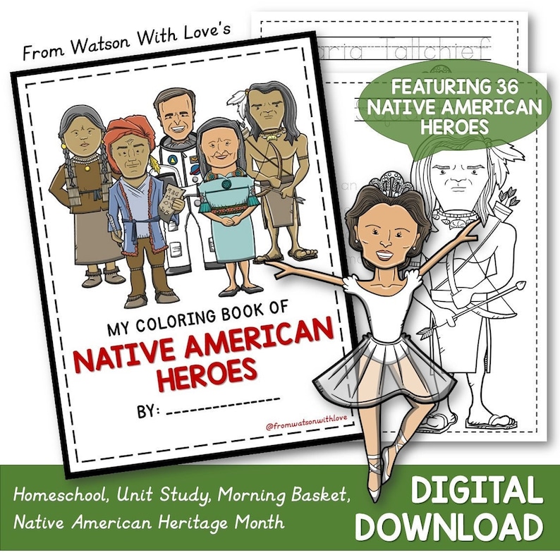 My Coloring Book of Native American Heroes | Digital | Native American ...
