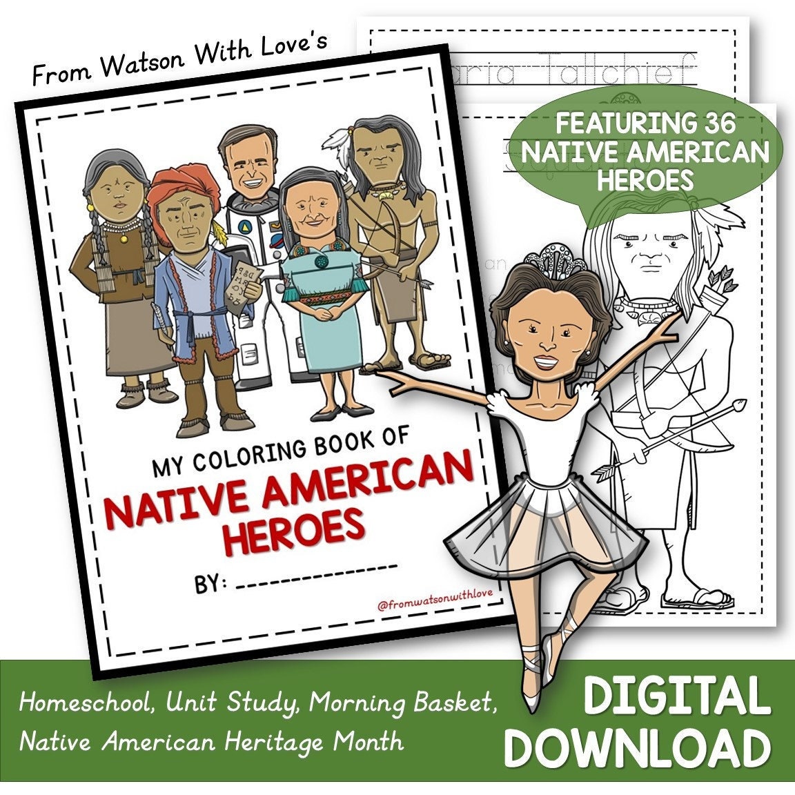 My Coloring Book of Native American Heroes | Digital | Native American ...
