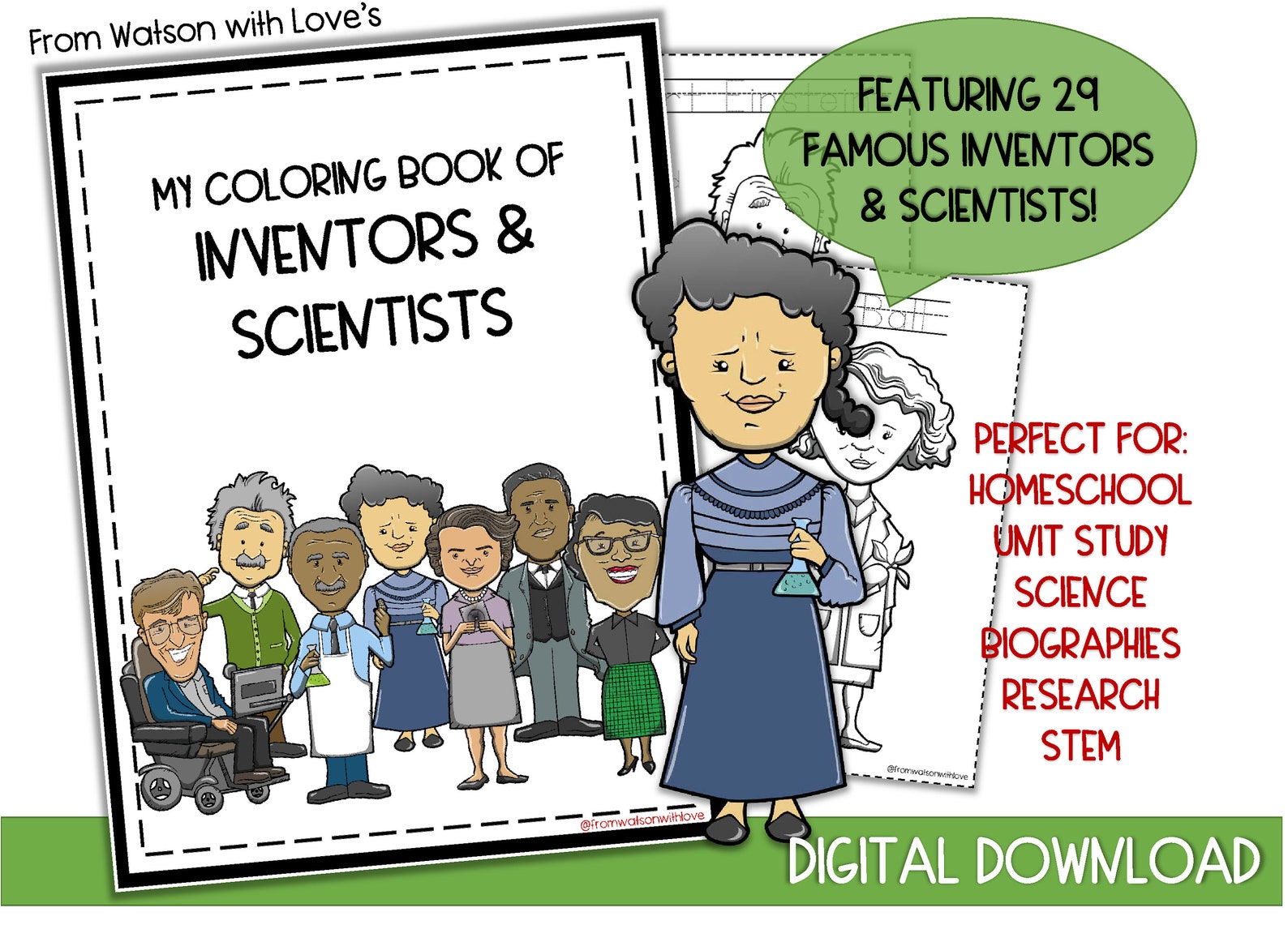 Coloring Book of Inventors & Scientists Famous Science | Etsy