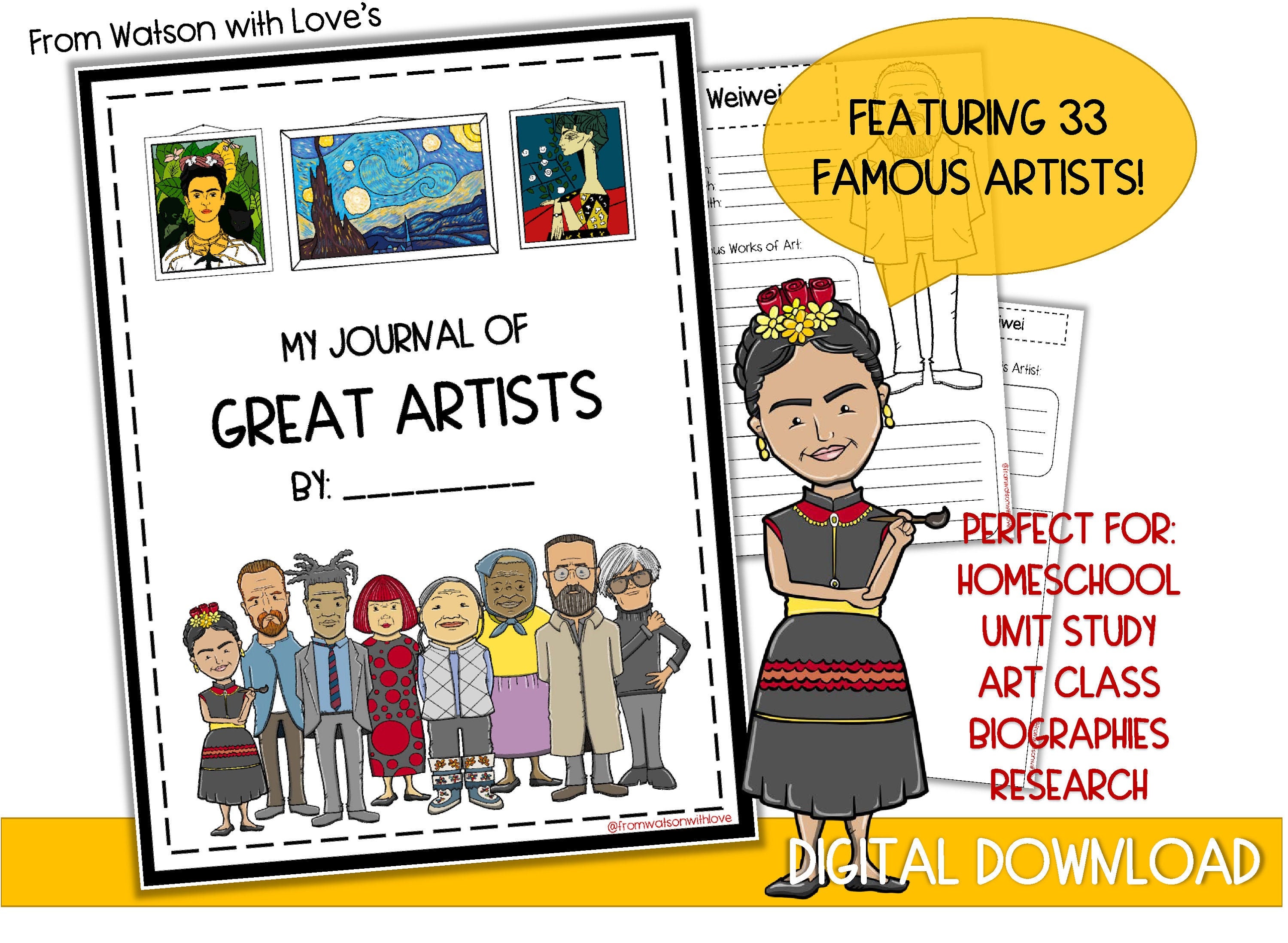 Famous Artist Journal My Journal of Great Artists Art | Etsy