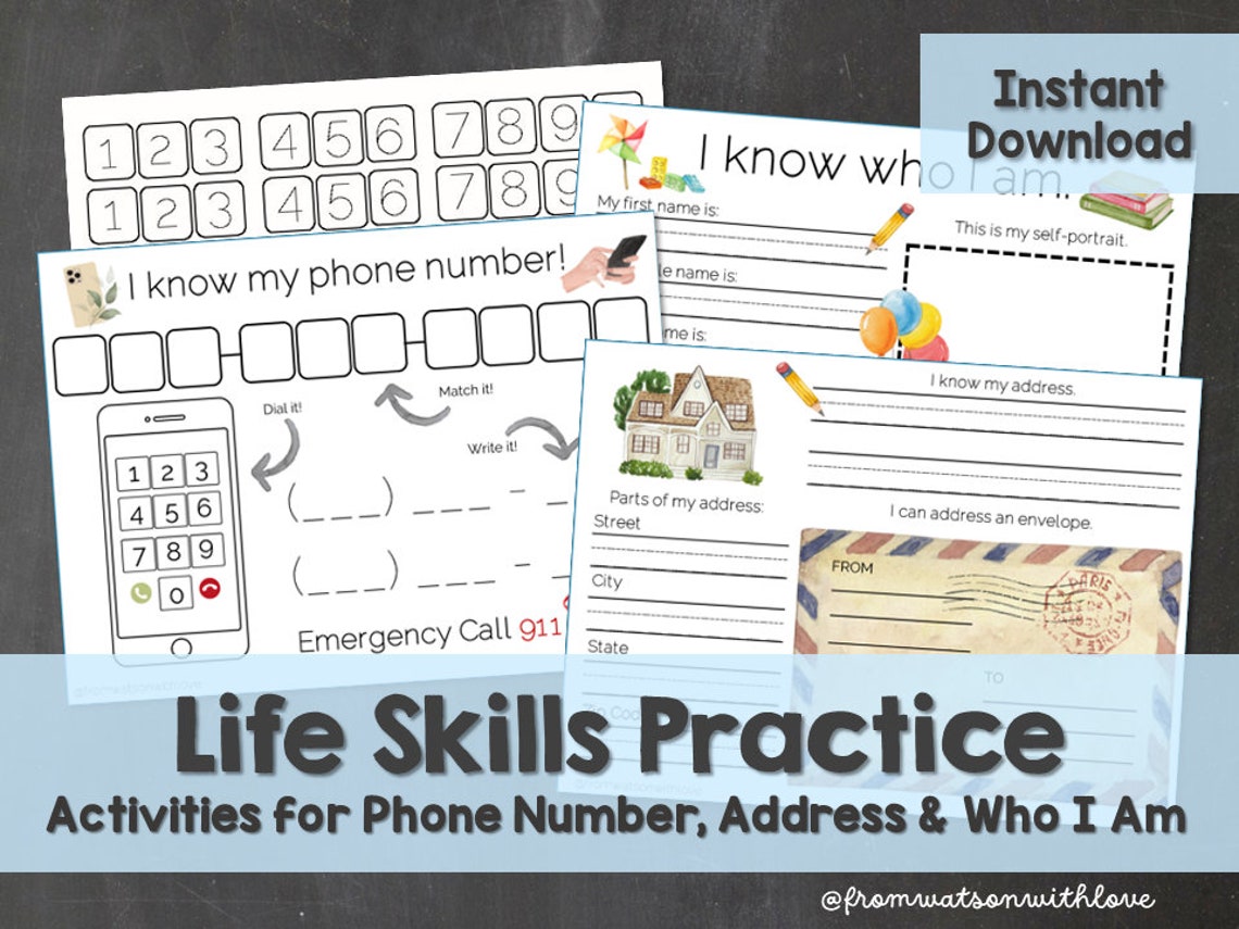 Life Skills Practice | Printable | Address Activity | Phone Number ...