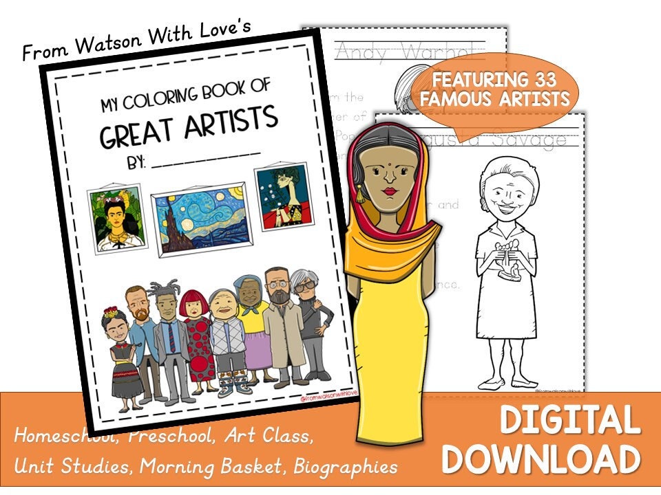 Famous Artist Coloring Book Preschool Primer Busy Binder Homeschool ...