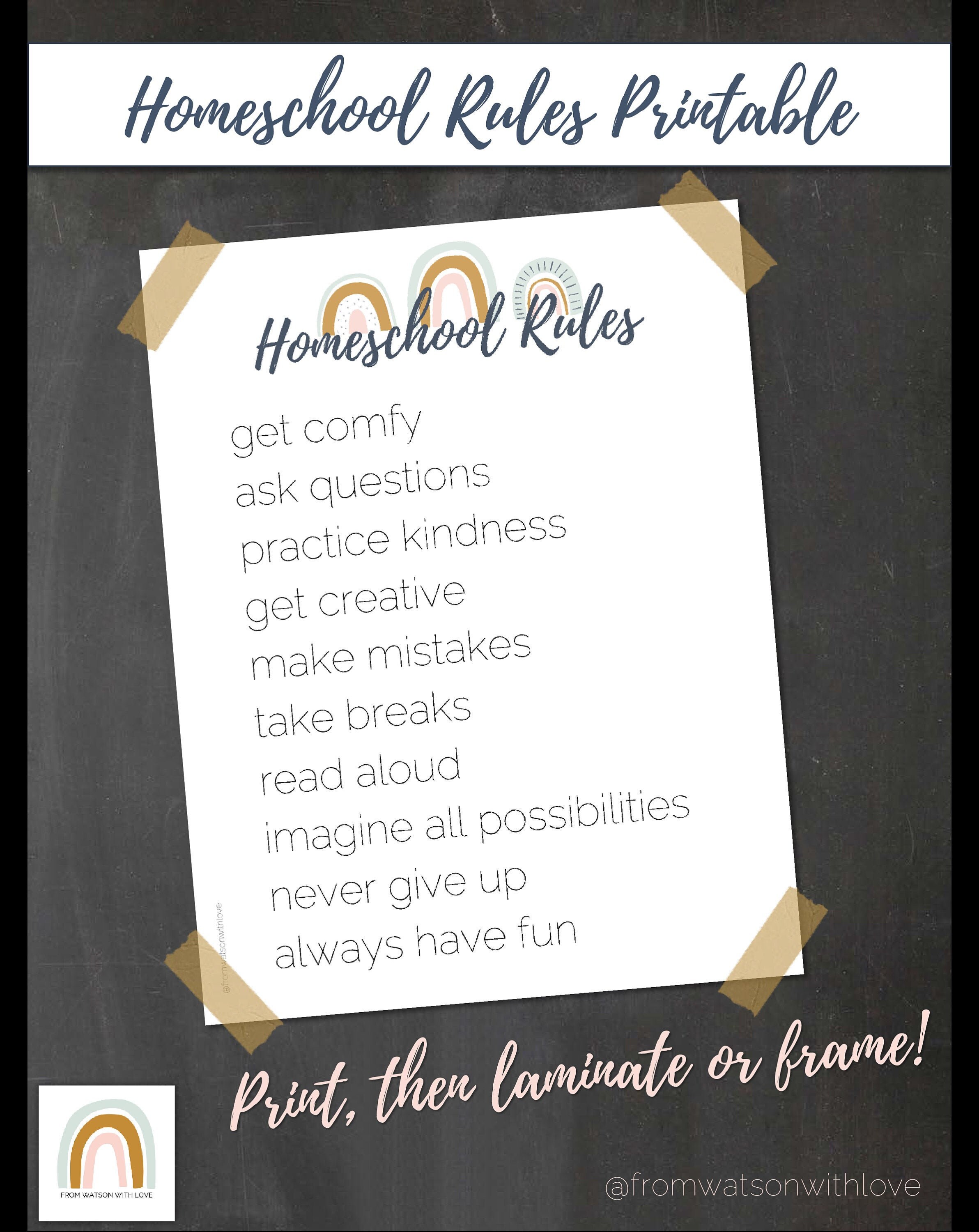 Homeschool Rules Printable Decor Wall Art Classroom | Etsy