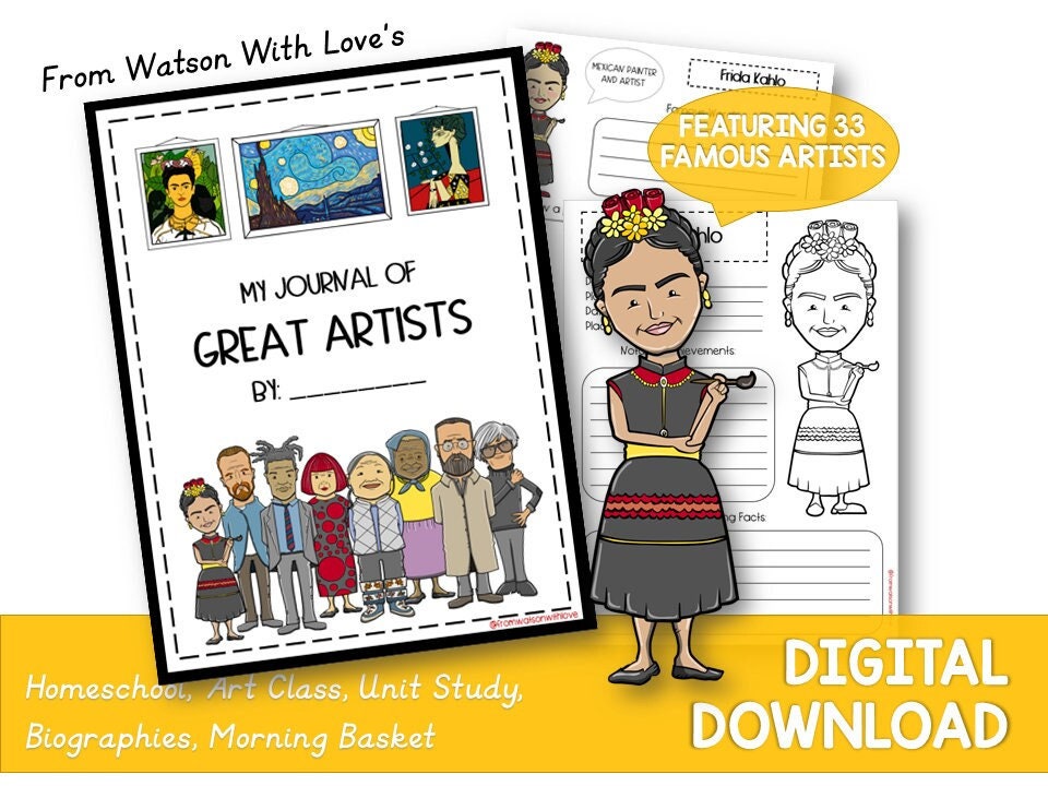 Famous Artist Journal My Journal of Great Artists Art Study Unit Study ...