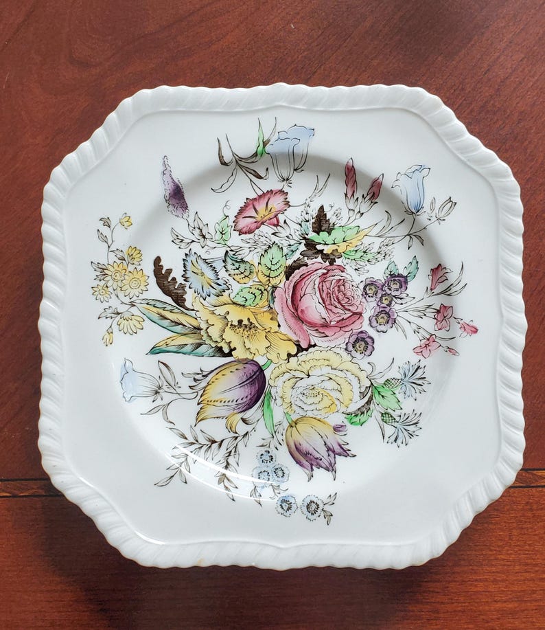 Vintage Johnson Brothers Windsor Ware Plates: Garden Bouquet Set of 4 ...