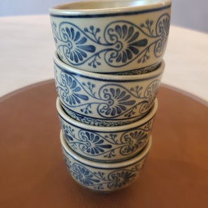Vintage Asian Teacups Chinese Stoneware Tea Cups Blue and Brown ...