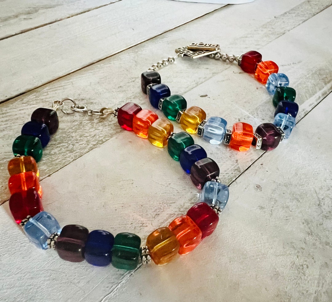 Rainbow Pride Cube Beads Bracelet - Etsy