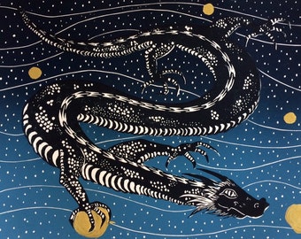 Dragon Lino Print | Etsy Ireland