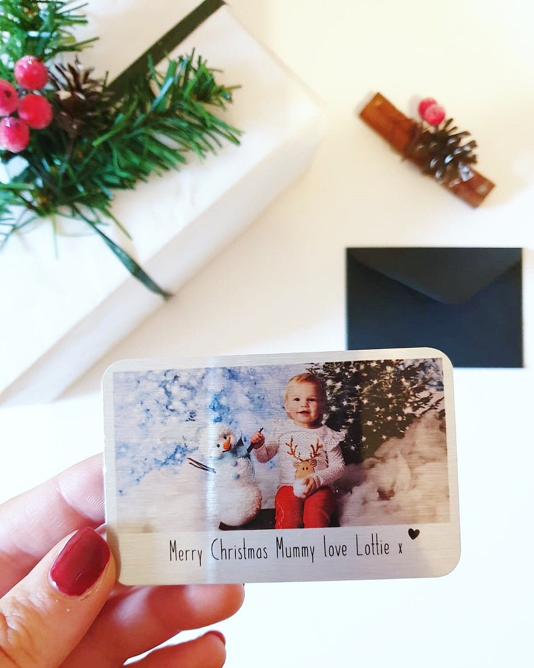 Personalised Metal Wallet Card With Magnet | Personalised Photo Card ...
