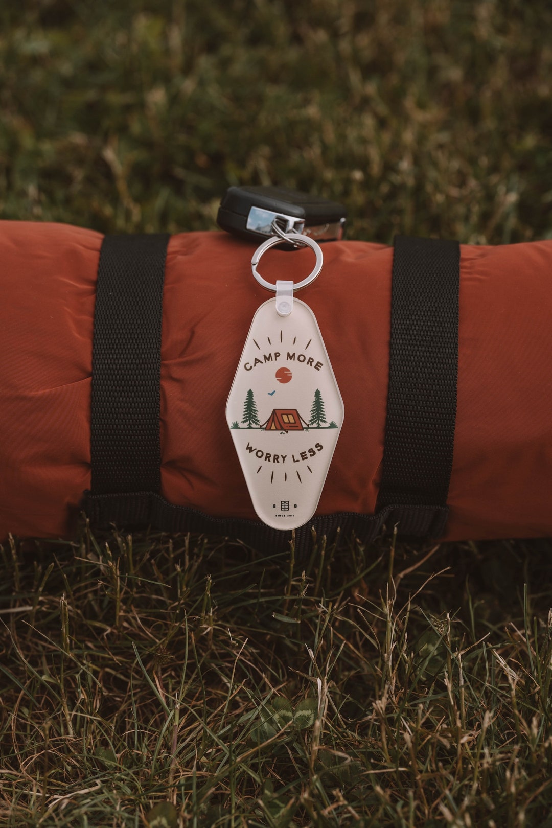 Camp More Worry Less Acrylic Keychain: Camping Gear Key Ring - Etsy
