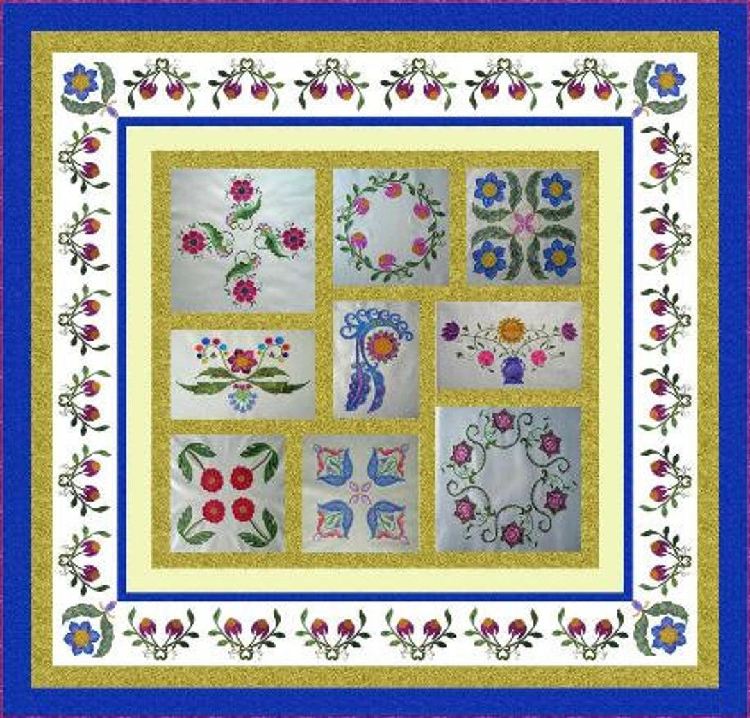 Jacobean Elegance Quilt Pattern for Machine Embroidery Machines - Etsy