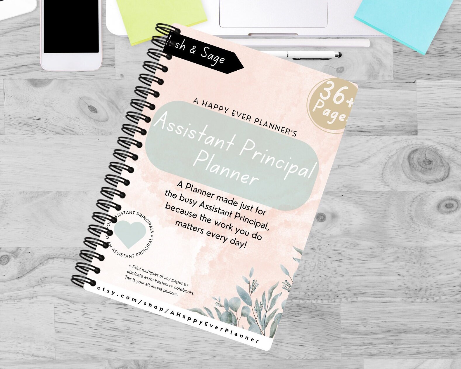 Assistant Principal Planner - Blush & Sage Floral - Etsy