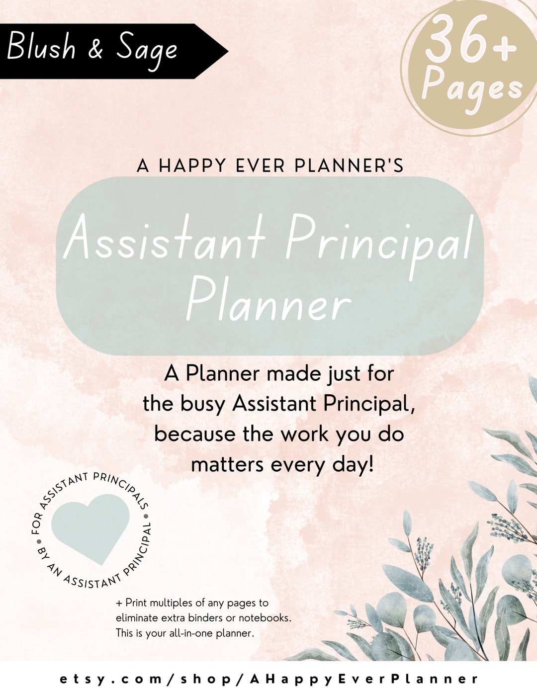 Assistant Principal Planner - Blush & Sage Floral - Etsy