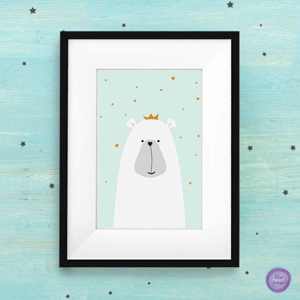 Bear Printable for Nursery Room, Animal Printable for Kids Room, Baby ...