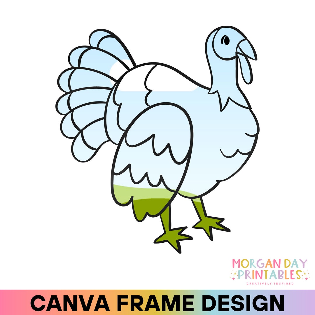 Colorful Thanksgiving Turkey Canva Template, Canva Frame PNG, Holiday ...