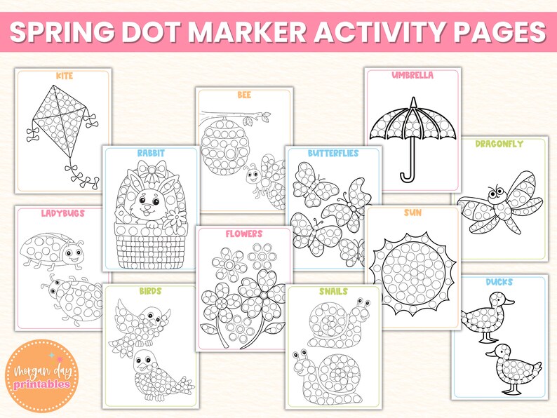 Dot Maker Coloring Pages, Spring Dot Marker Printables, Kids Activity ...