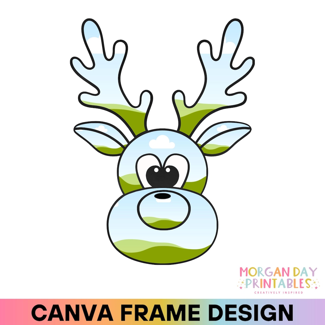 Coquette Christmas Reindeer Canva Template, Canva Frame PNG, Holiday ...