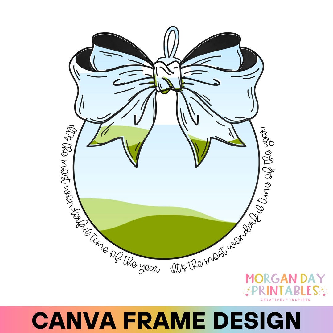 Coquette Christmas Ornament Canva Template, Canva Frame PNG, Holiday ...