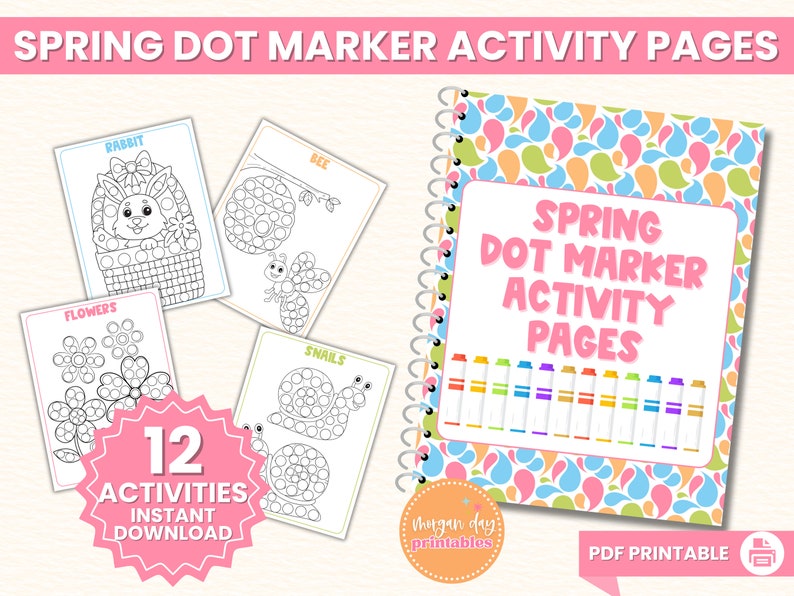 Dot Maker Coloring Pages, Spring Dot Marker Printables, Kids Activity ...