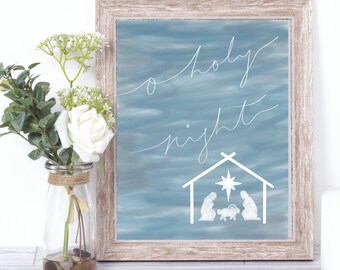 Christmas Printable O Holy Night Nativity Scene | Etsy