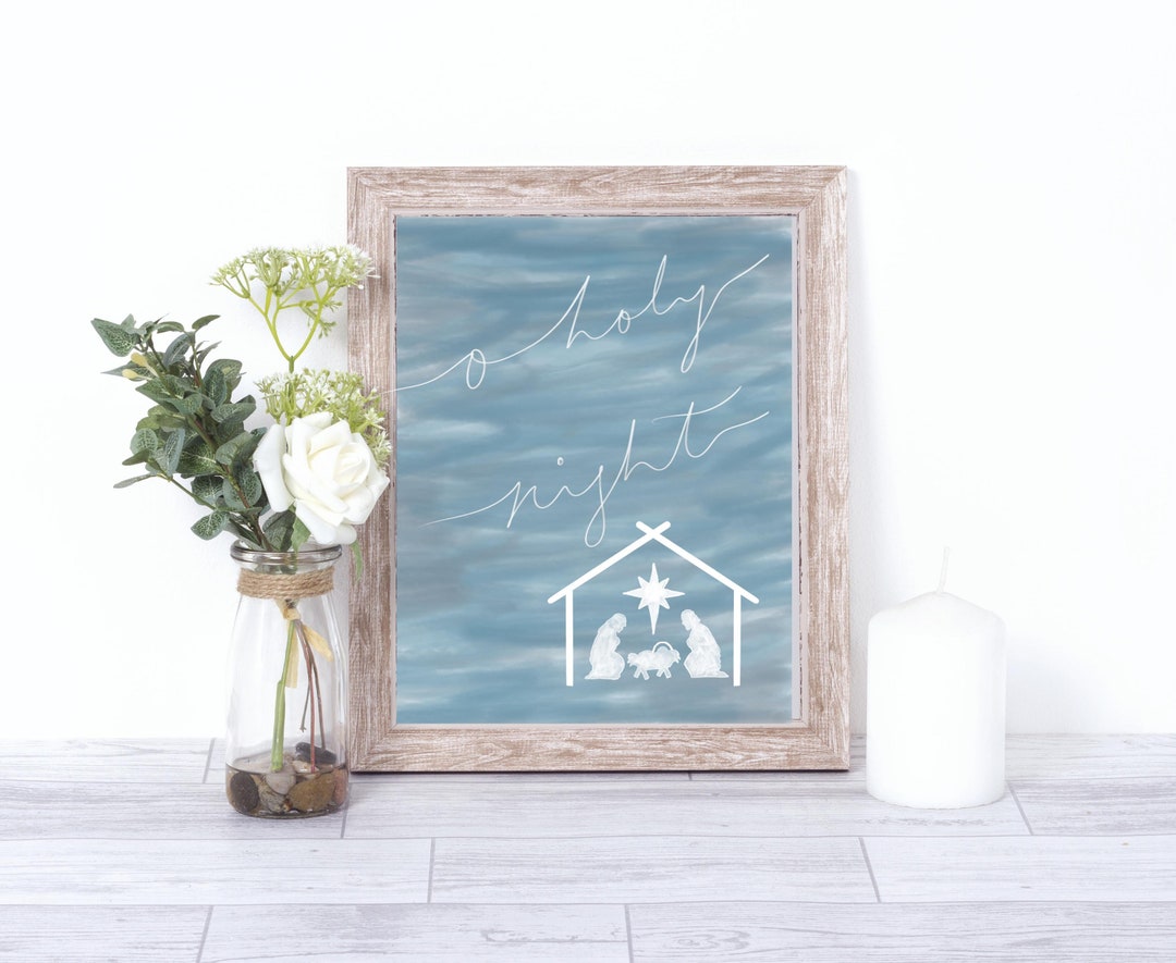 Christmas Printable O Holy Night Rustic Nativity Scene - Etsy