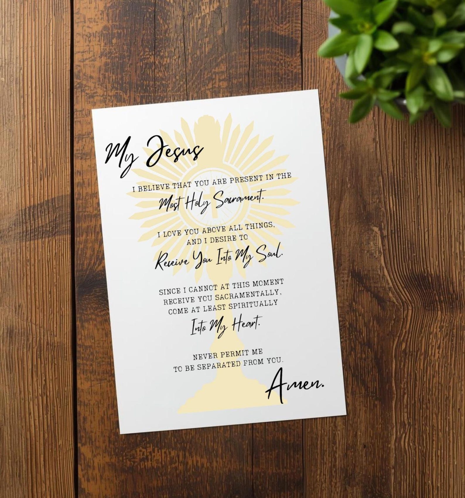 Catholic Act of Spiritual Communion- Eucharistic Printable- Eucharist ...