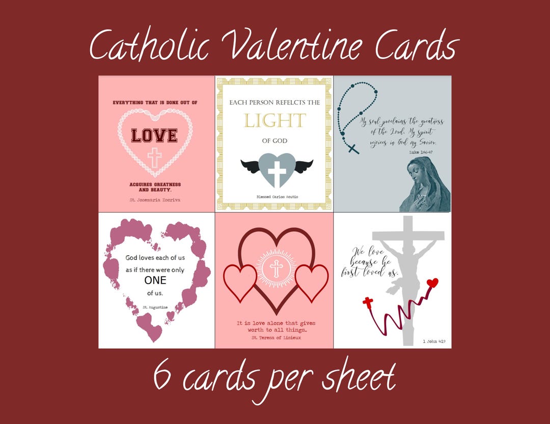 Catholic Valentine's Day Cards - Scripture & Saints (digital Download ...