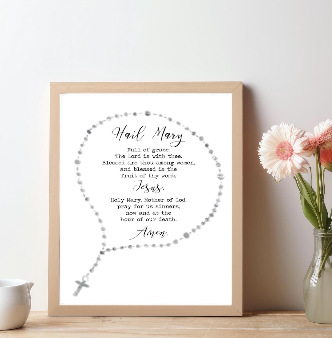 Hail Mary Prayer - Digital Download- Catholic Printable- Rosary ...