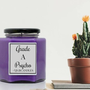 Grade A Psycho Candle, Offensive Gift, Rude Gift, Cheeky Gift, Funny ...