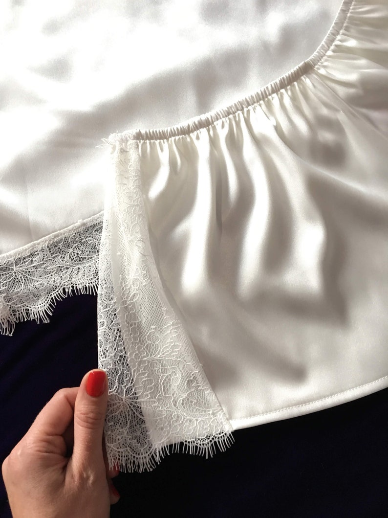 Bride Satin Pajamas With Lace White Bridal Pajamas White Etsy